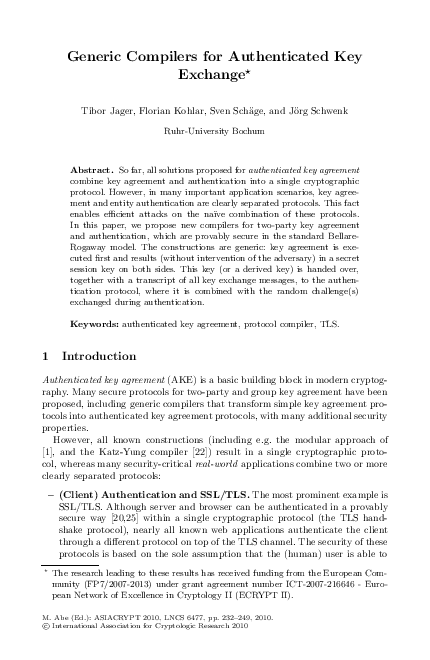 (PDF) Generic Compilers for Authenticated Key Exchange