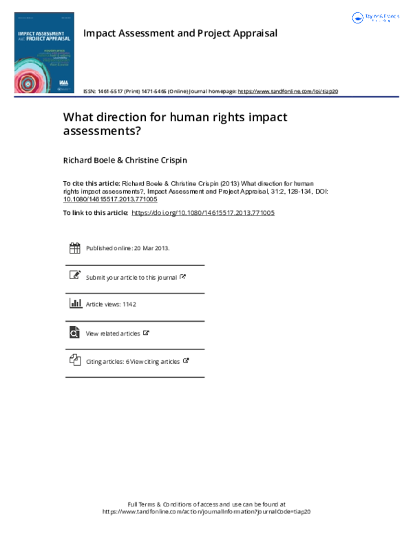 (PDF) What direction for human rights impact assessments? | Richard ...