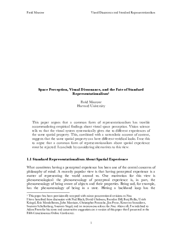 (PDF) Space Perception, Visual Dissonance and the Fate of Standard ...