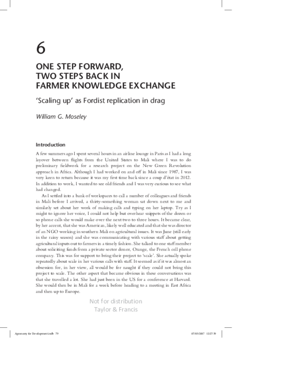 (PDF) ONE STEP FORWARD, TWO STEPS BACK IN FARMER KNOWLEDGE EXCHANGE: 'Scaling up' as Fordist ...