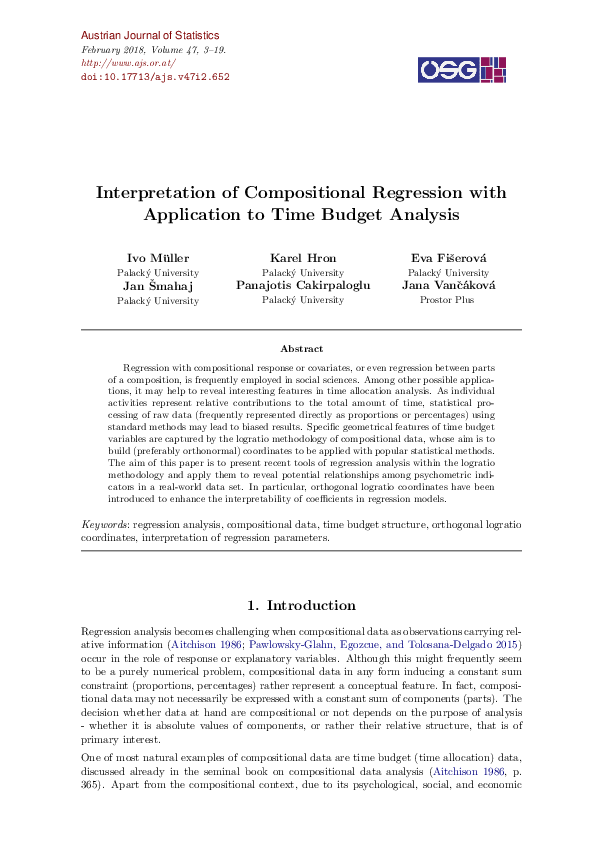 (PDF) Interpretation of Compositional Regression with Application to Time Budget Analysis