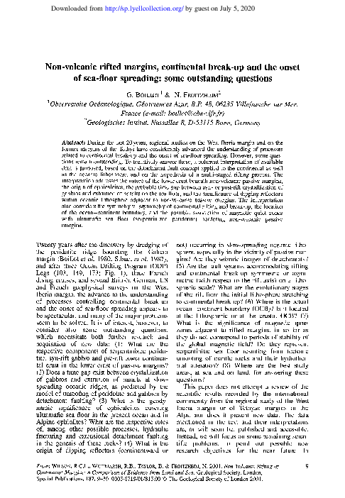 (PDF) Non-volcanic rifted margins, continental break-up and the onset ...