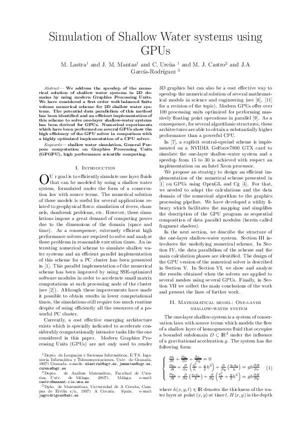 (PDF) Simulation of Shallow Water systems using
