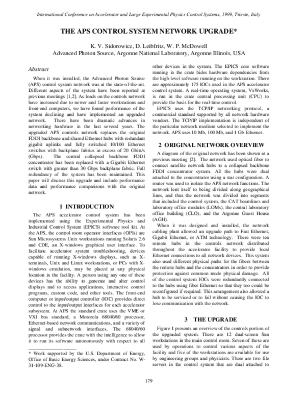 (PDF) The APS control system network upgrade