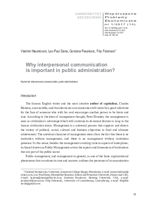 (PDF) Why interpersonal communication is important in public ...