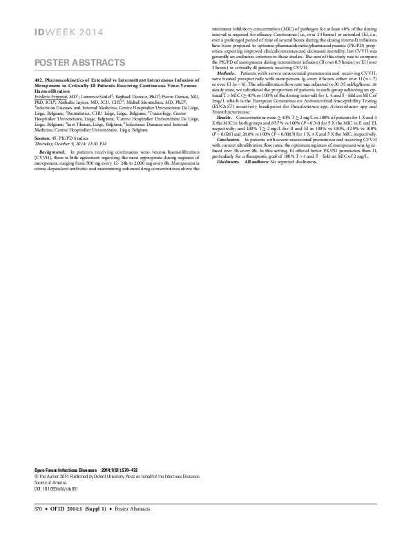 (PDF) 402Pharmacokinetics of Extended vs Intermittent Intravenous ...