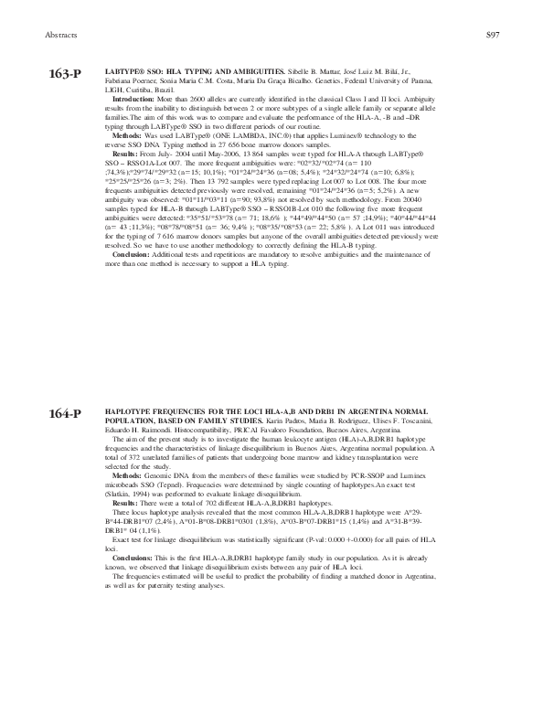 (PDF) 163-P: Labtype® SSO: HLA typing and ambiguities