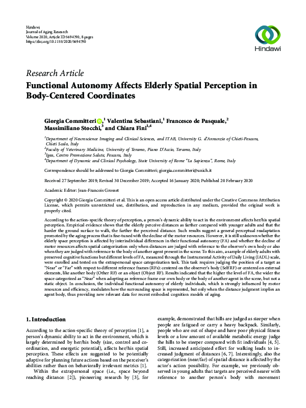 (PDF) Functional Autonomy Affects Elderly Spatial Perception in Body ...