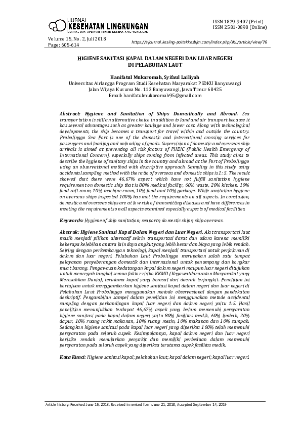 (PDF) Higiene Sanitasi Kapal Dalam Negeri dan Luar Negeri
