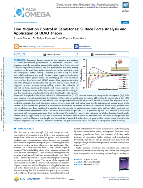 (PDF) Fine Migration Control in Sandstones: Surface Force Analysis and ...