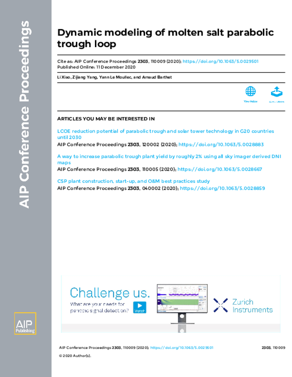 (PDF) Dynamic modeling of molten salt parabolic trough loop