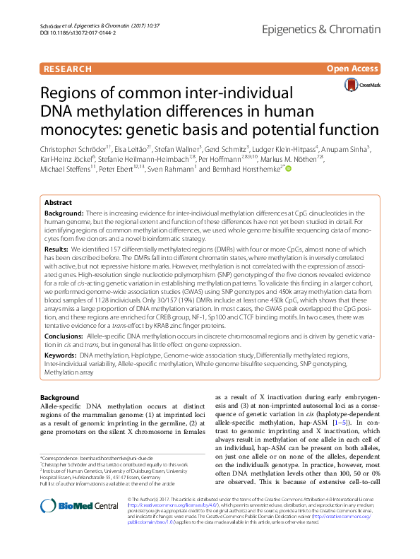(PDF) Regions of common inter-individual DNA methylation differences in ...