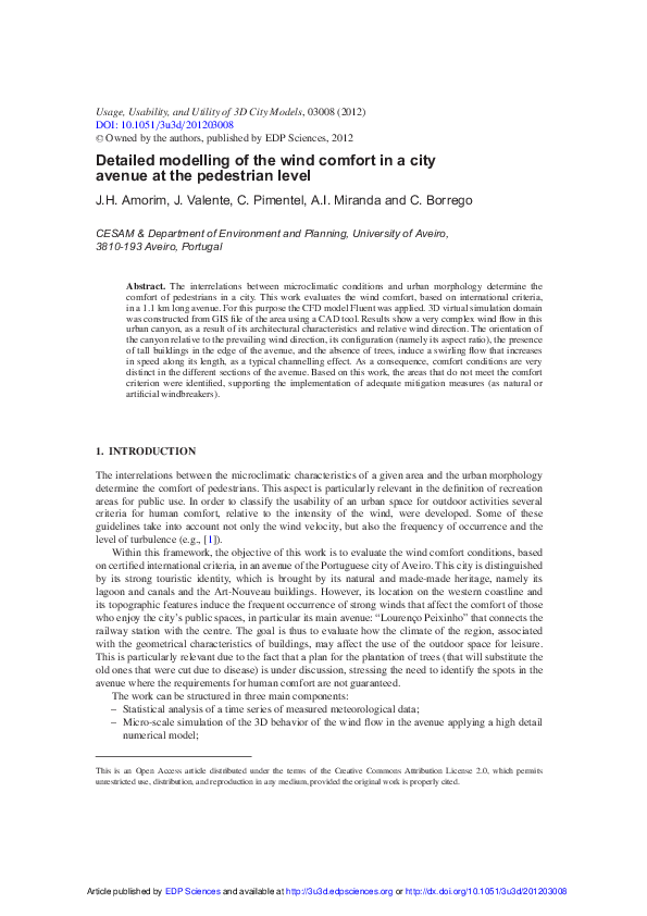 (PDF) Detailed modelling of the wind comfort in a city avenue at the ...