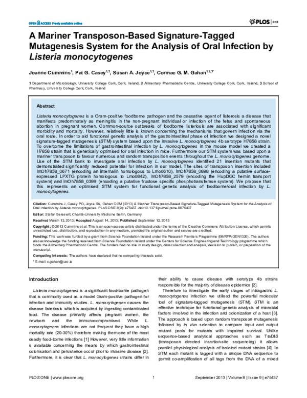 (PDF) A Mariner Transposon-Based Signature-Tagged Mutagenesis System ...