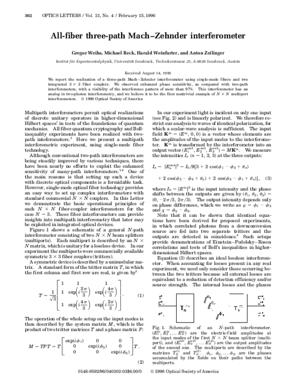 (PDF) All-fiber three-path Mach—Zehnder interferometer