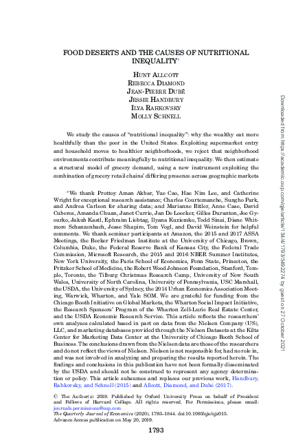 (PDF) Food Deserts and the Causes of Nutritional Inequality