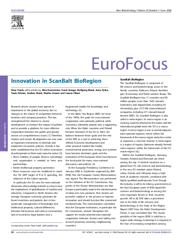 (PDF) Innovation in ScanBalt BioRegion