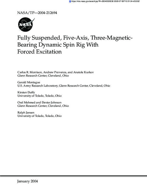 (PDF) Fully Suspended, Five-axis, Three-magnetic-bearing Dynamic Spin ...