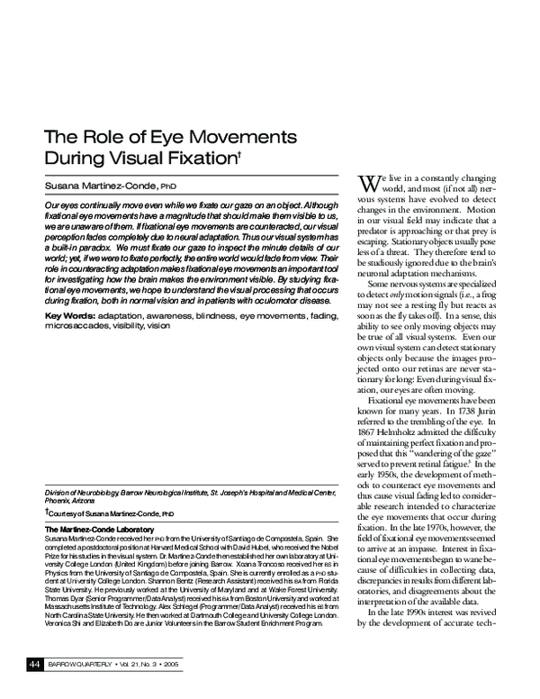 (PDF) The role of eye movements during visual fixation