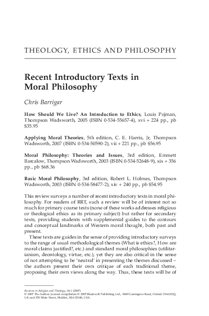 (PDF) How Should We Live? An Introduction to Ethics - Louis Pojman ...
