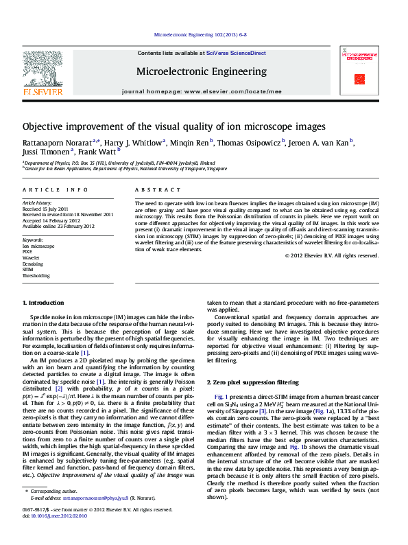 (PDF) Objective improvement of the visual quality of ion microscope images