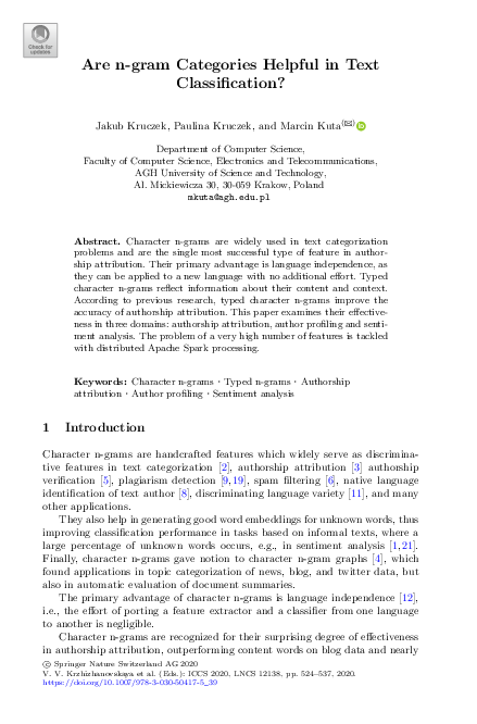 (PDF) Are n-gram Categories Helpful in Text Classification?