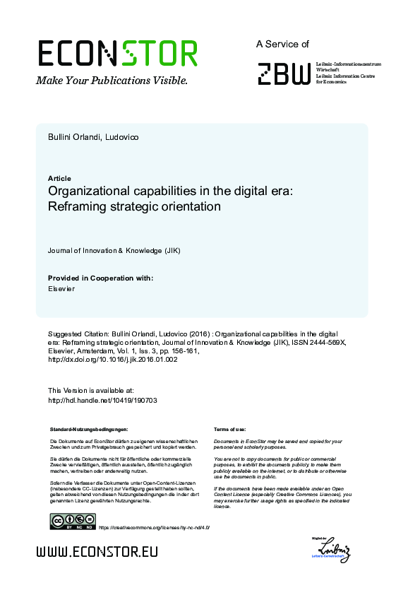 (PDF) Organizational capabilities in the digital era: Reframing ...