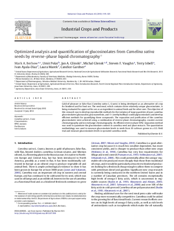 Pdf Optimized Analysis And Quantification Of Glucosinolates From