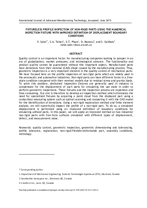 (PDF) Fixtureless profile inspection of non-rigid parts using the ...