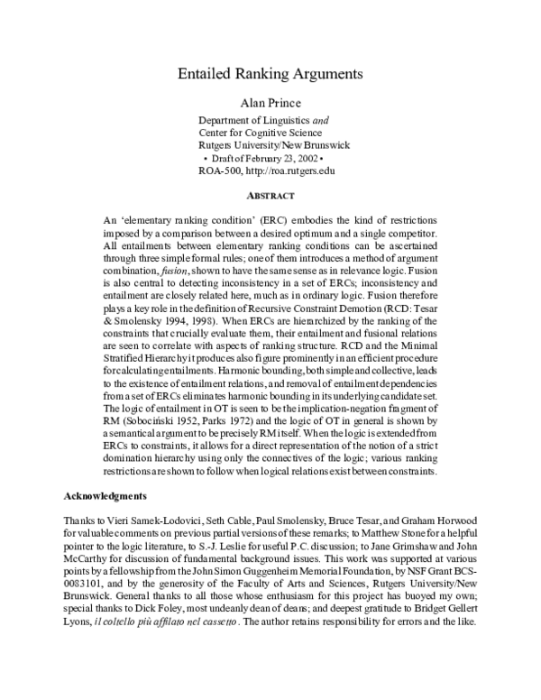 Pdf Entailed Ranking Arguments