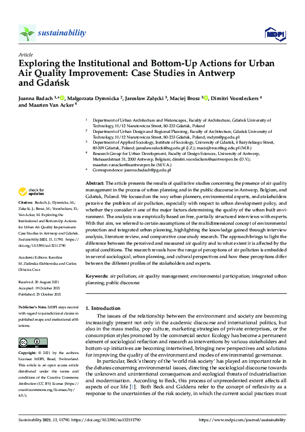 (PDF) Exploring the Institutional and Bottom-Up Actions for Urban Air Quality Improvement: Case ...