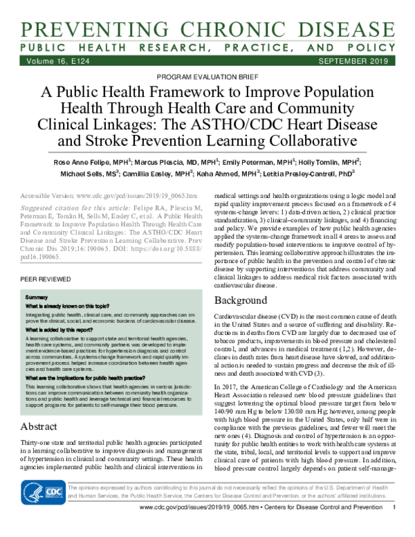 (PDF) A Public Health Framework to Improve Population Health Through ...