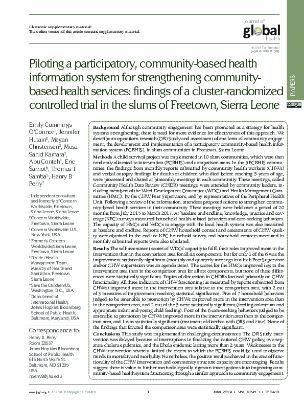 (PDF) Piloting a participatory, community-based health information ...