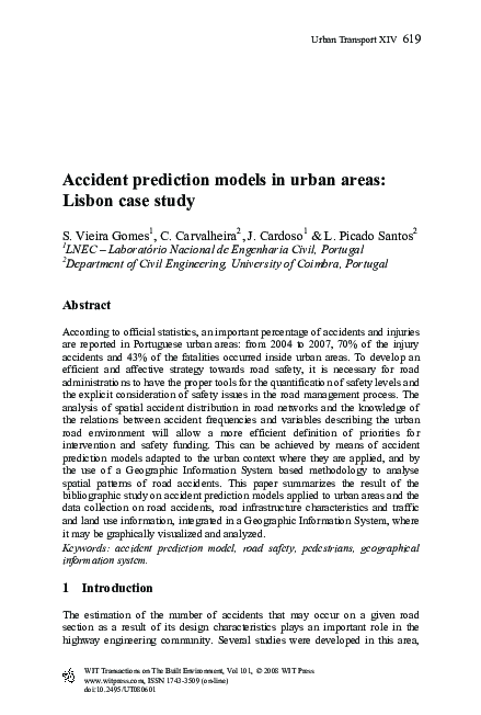 (PDF) Accident prediction models in urban areas: Lisbon case study