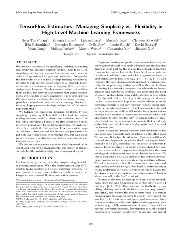 (PDF) TensorFlow Estimators