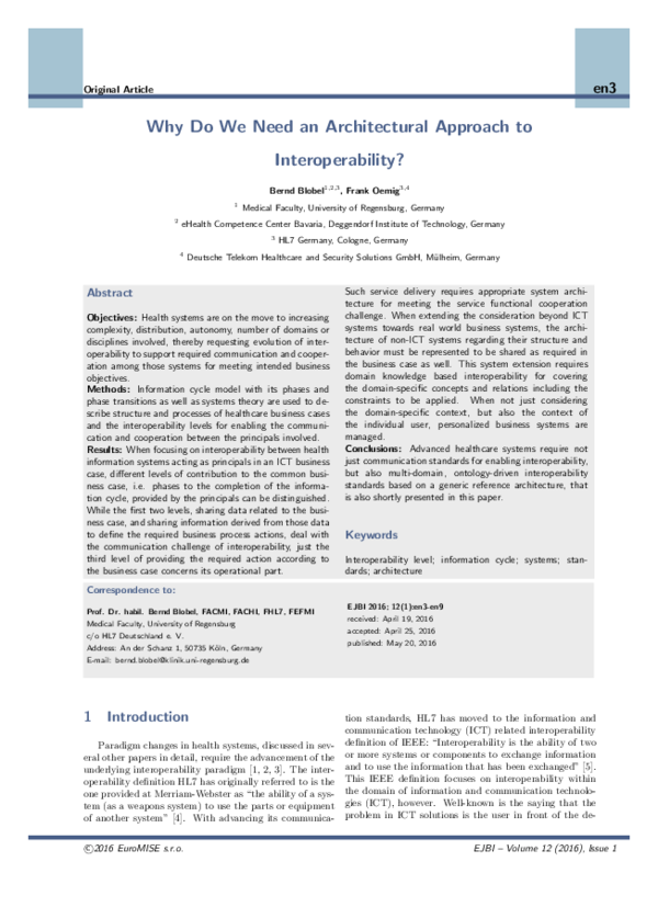 (PDF) Why Do We Need an Architectural Approach to Interoperability?