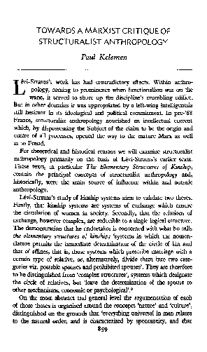 (PDF) Towards a Marxist Critique of Structuralist Anthropology