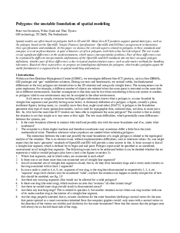 (PDF) Polygons: the unstable foundation of spatial modeling
