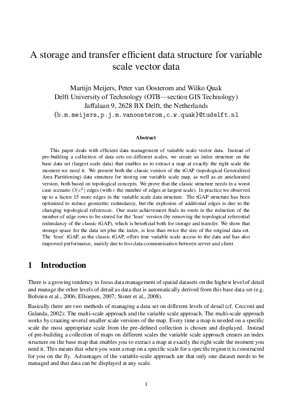 (PDF) A Storage and Transfer Efficient Data Structure for Variable Scale Vector Data | Peter van ...