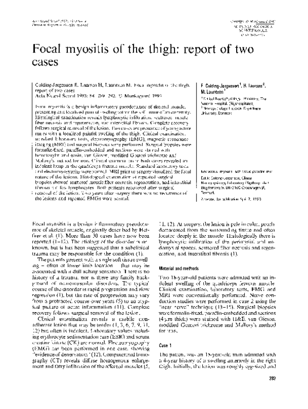 (PDF) Focal myositis of the thigh: report of two cases