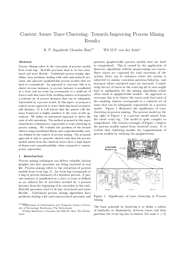Pdf Context Aware Trace Clustering Towards Improving Process Mining