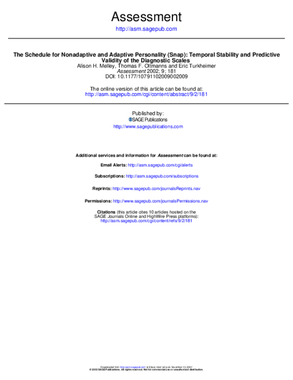 (PDF) The Schedule for Nonadaptive and Adaptive Personality (Snap ...