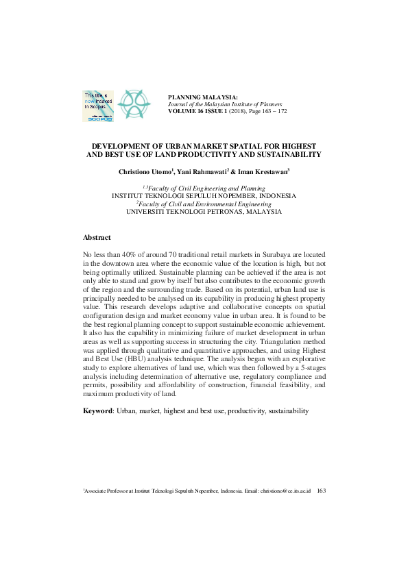 (PDF) Development of Urban Market Spatial for Highest and Best Use of ...