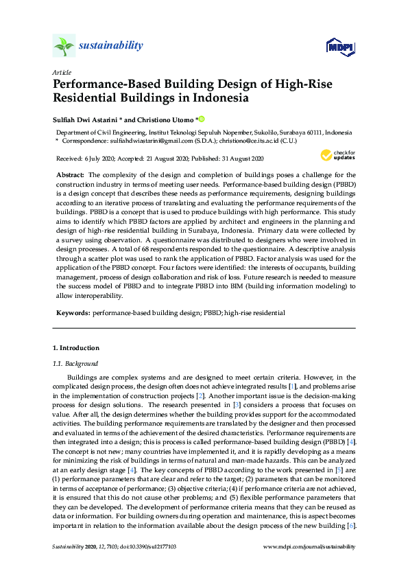 (PDF) Performance-Based Building Design of High-Rise Residential Buildings in Indonesia