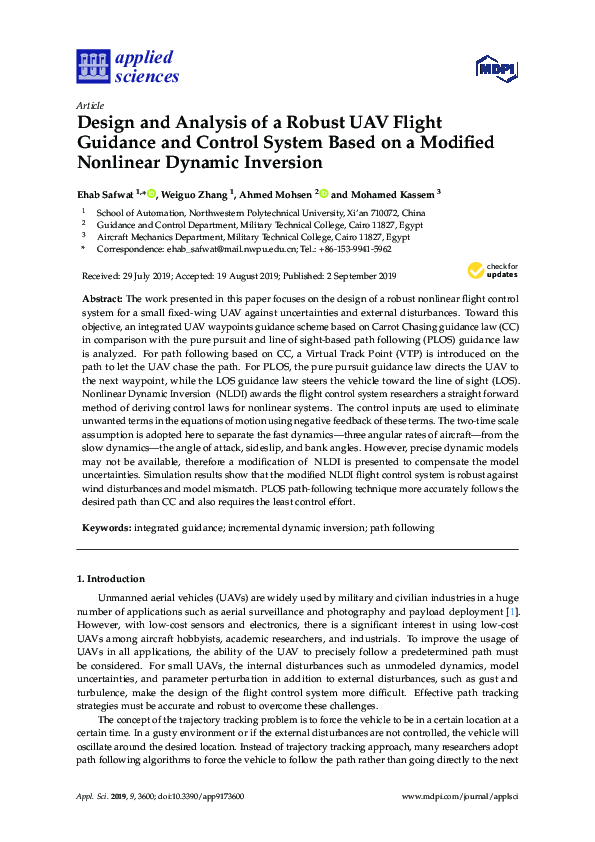 (PDF) Design and Analysis of a Robust UAV Flight Guidance and Control System Based on a Modified ...