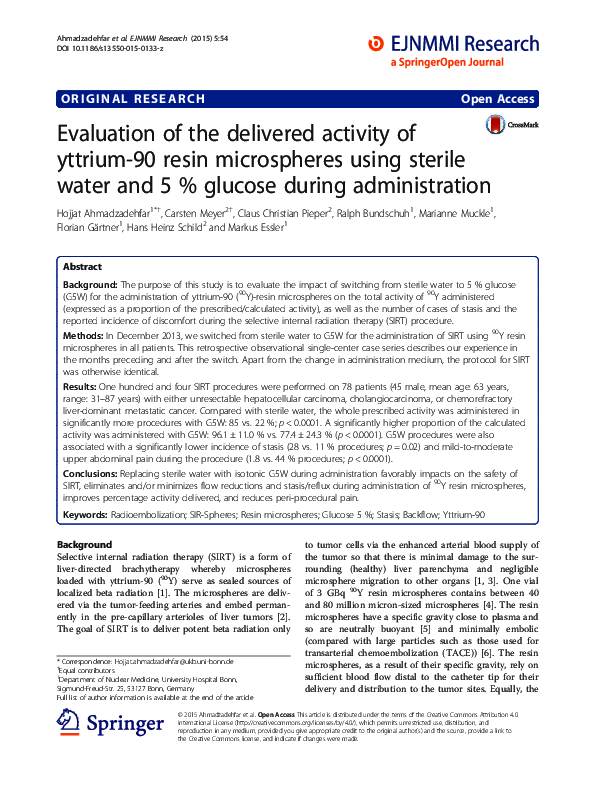 (PDF) Evaluation of the delivered activity of yttrium-90 resin ...