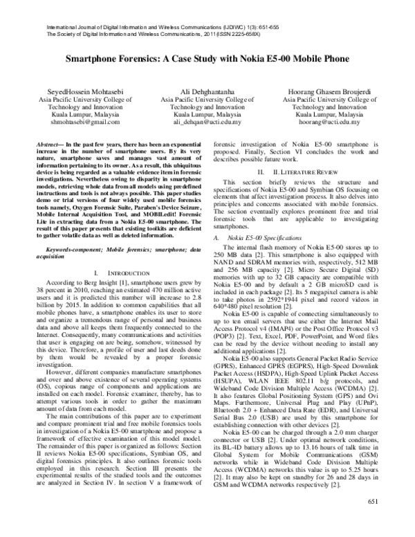 (PDF) Smartphone Forensics: A Case Study with Nokia E5-00 Mobile Phone