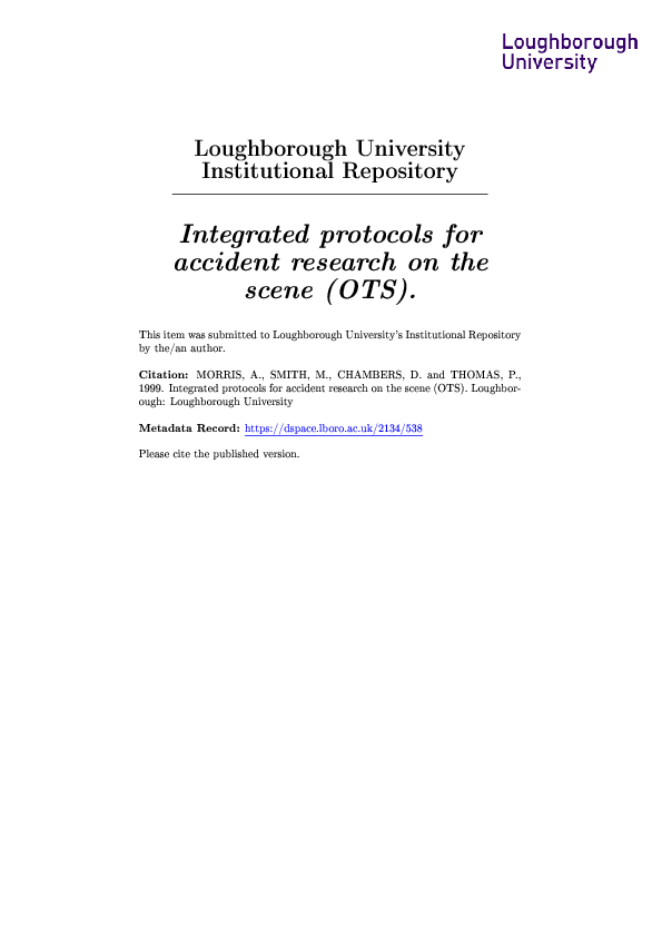 (PDF) Integrated protocols for accident research on the scene (OTS)