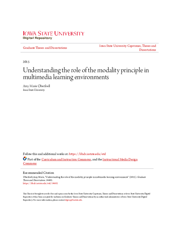 (PDF) Understanding the role of the modality principle in multimedia ...