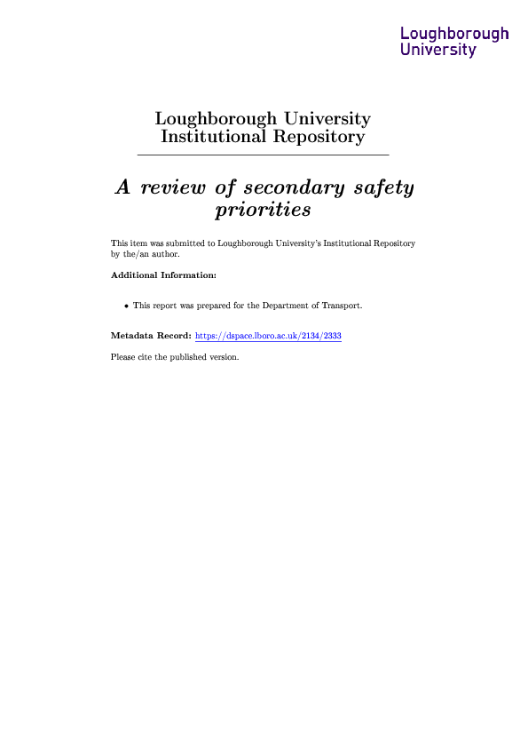 (PDF) A review of secondary safety priorities